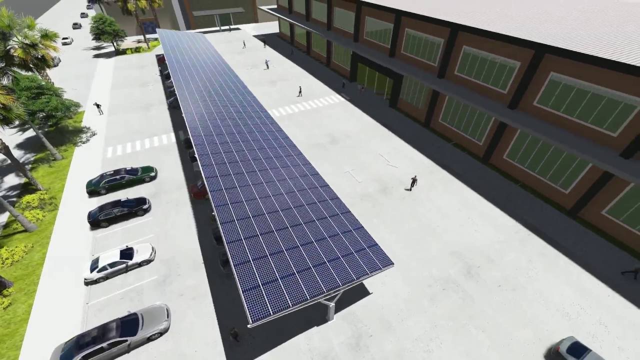 PowerPark 100kW Solar Car shade render - YouTube