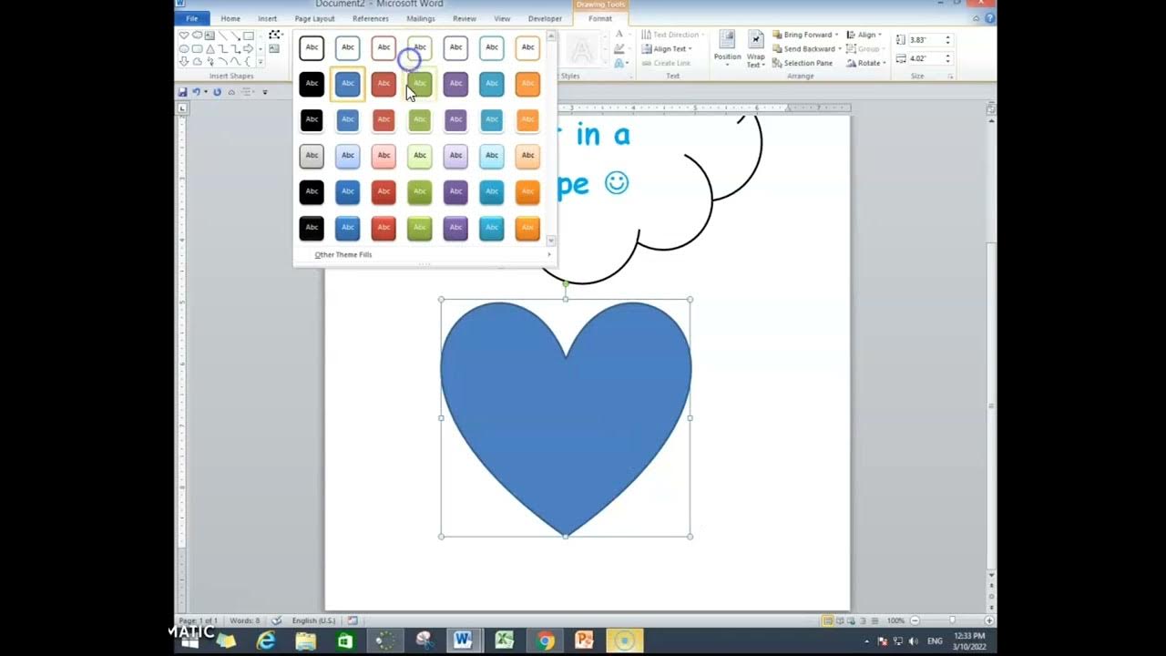 MS Word adding shapes | Insert text in Different Shapes | next step - YouTube