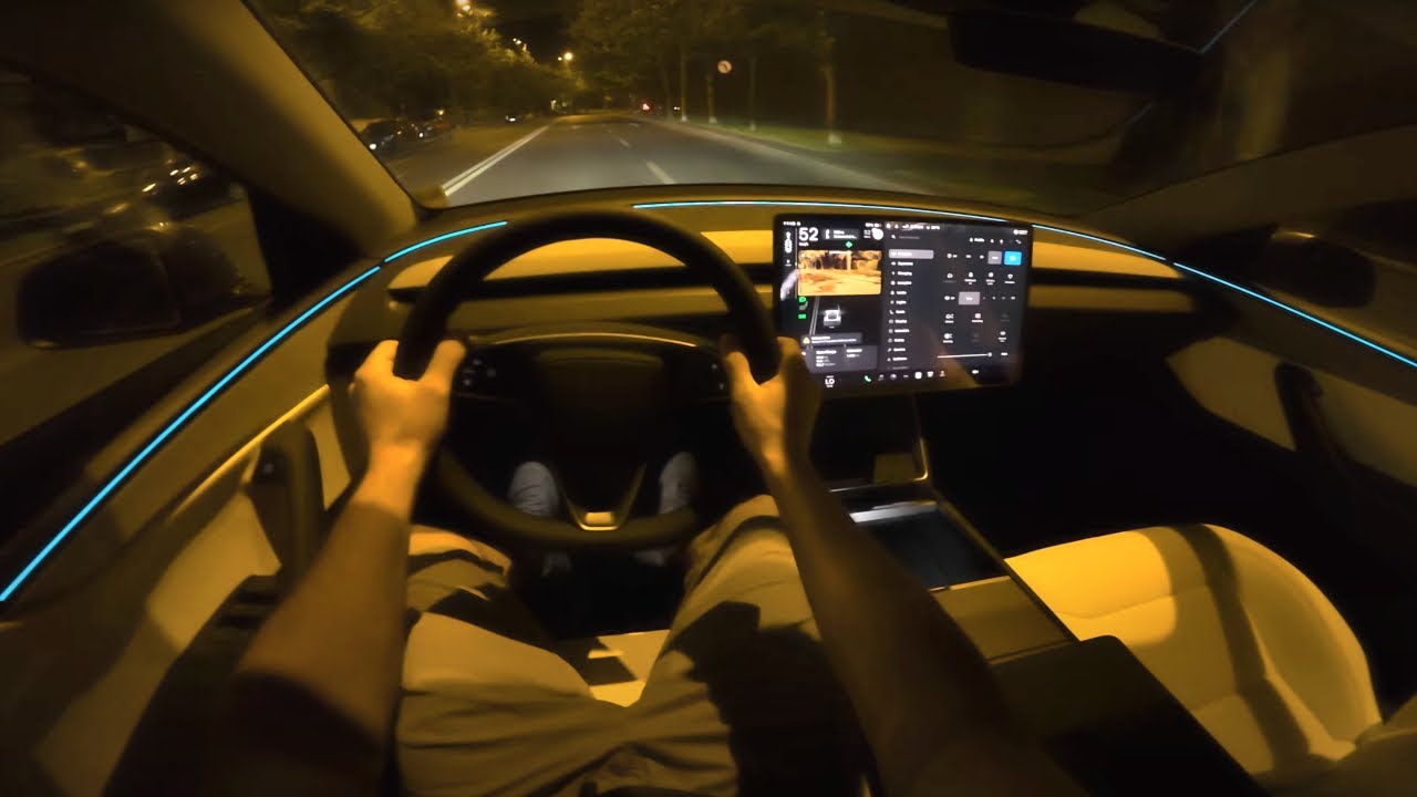 2025 Tesla Model Y LR RWD Night Drive - YouTube