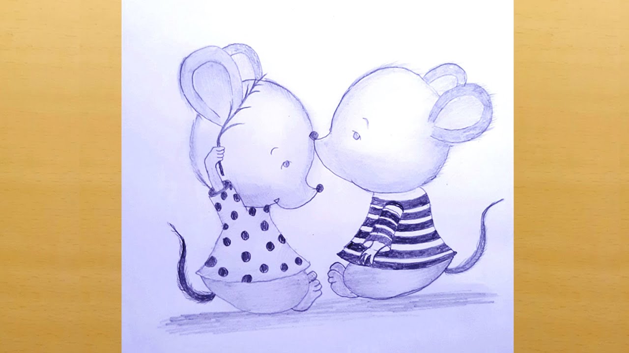 How to Draw Very Cute Little Mouse || Two Lovely Mice Pencil Drawing ...
