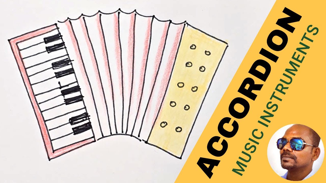 How to draw Accordion ? ( Musical Instruments - Step by step drawing lessons for kids ) - YouTube