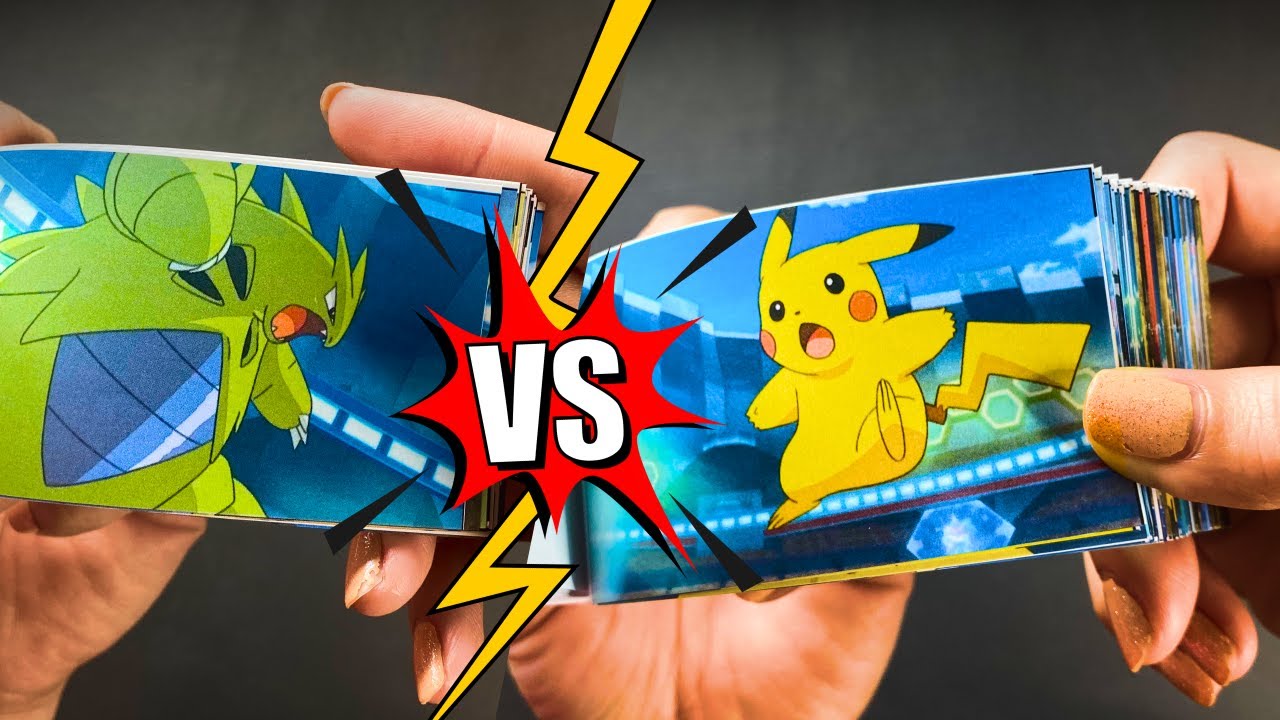 Pokemon Flip Book | Pikachu vs Tyranitar | Cartoon Flipbook - YouTube