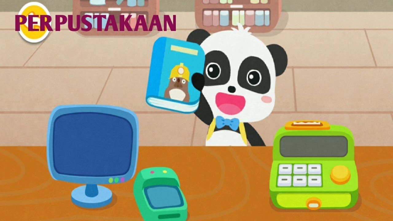 Belajar dan bermain | panda pergi ke perpustakaan - YouTube
