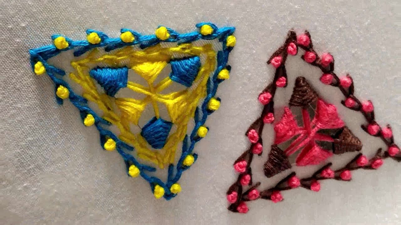 Triangle Mirror Work | Hand Embroidery Design Mirror Work - YouTube