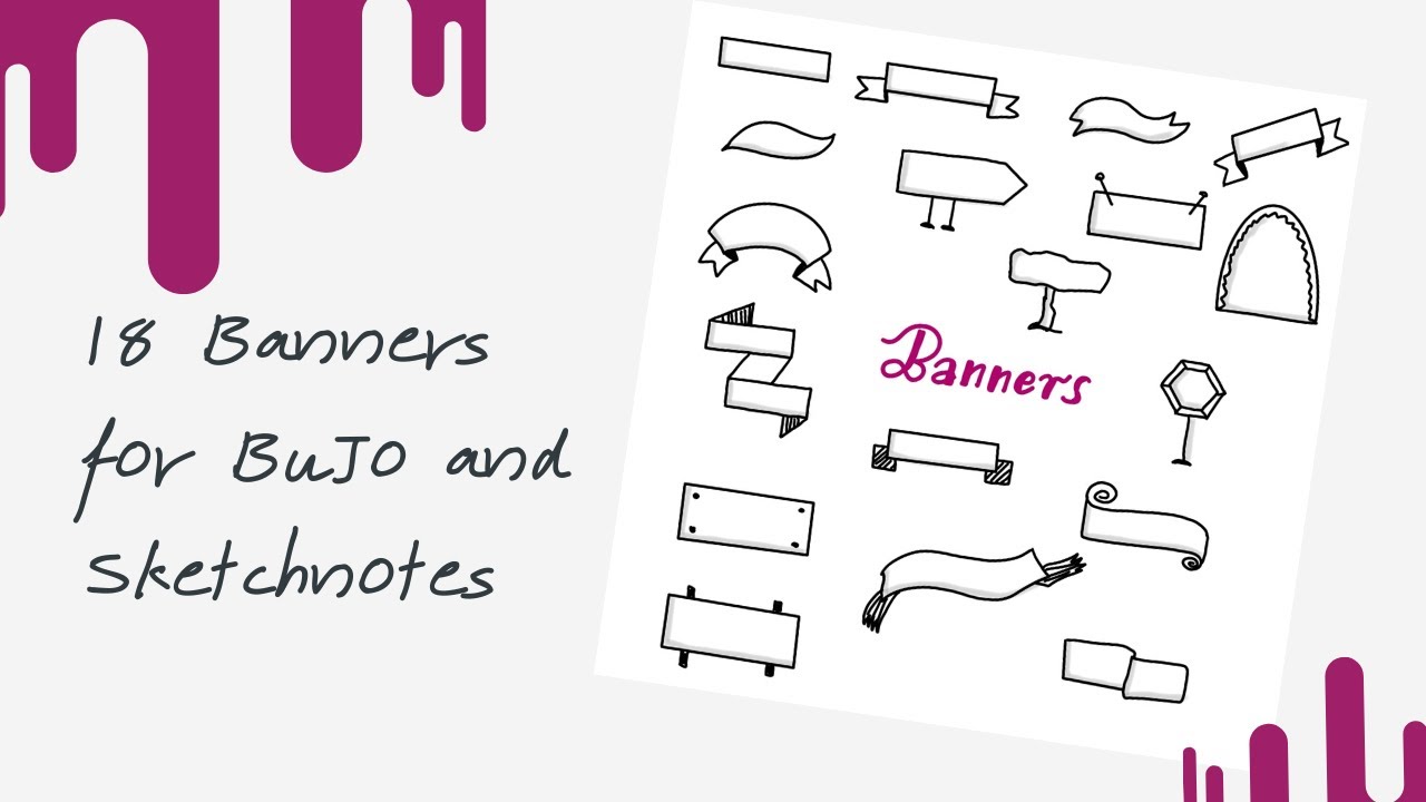 18 Banner ideas for Bujo and Sketchnotes | Doodles by Niki - YouTube