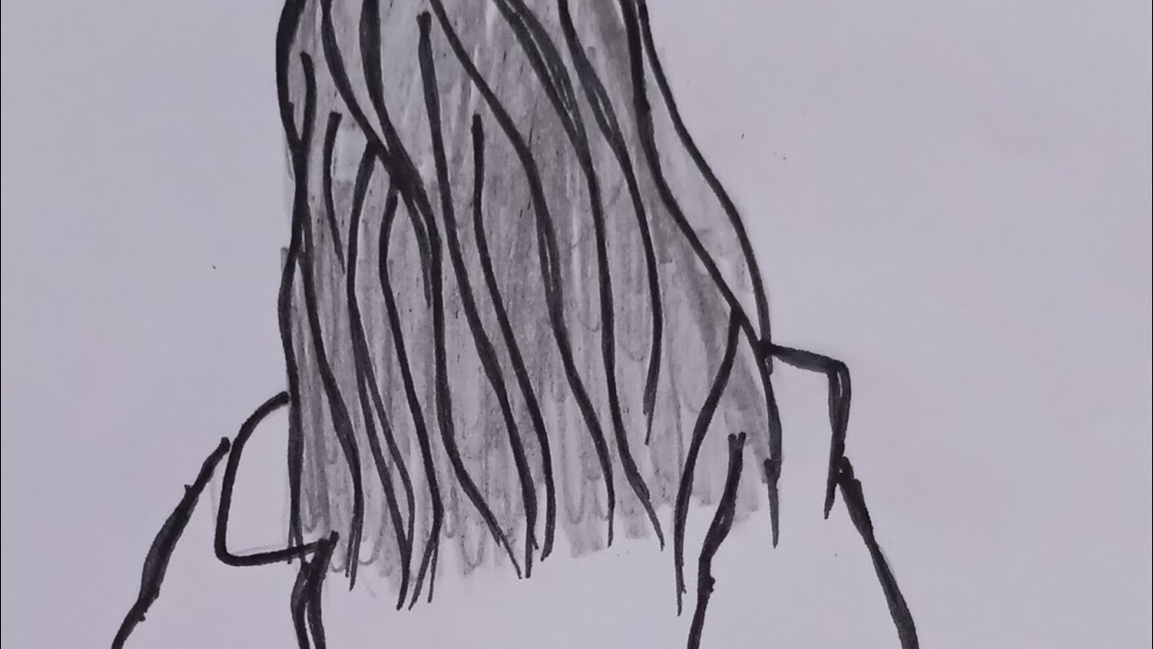 how to draw a girl back side drawing with beautiful hairs || pencil ...