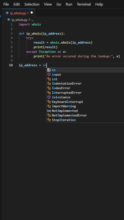Ip address whois lookup | Python program | Python whois #python #pythontutorial - YouTube
