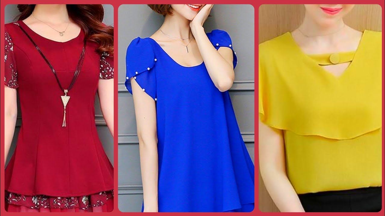 beautiful women's chiffon evening blouse and top designs - YouTube