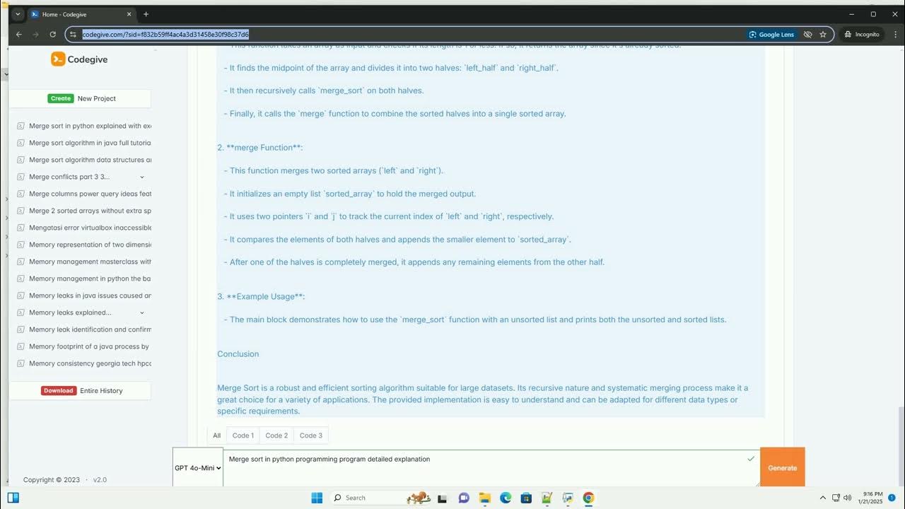 merge sort in python programming program detailed explanation - YouTube