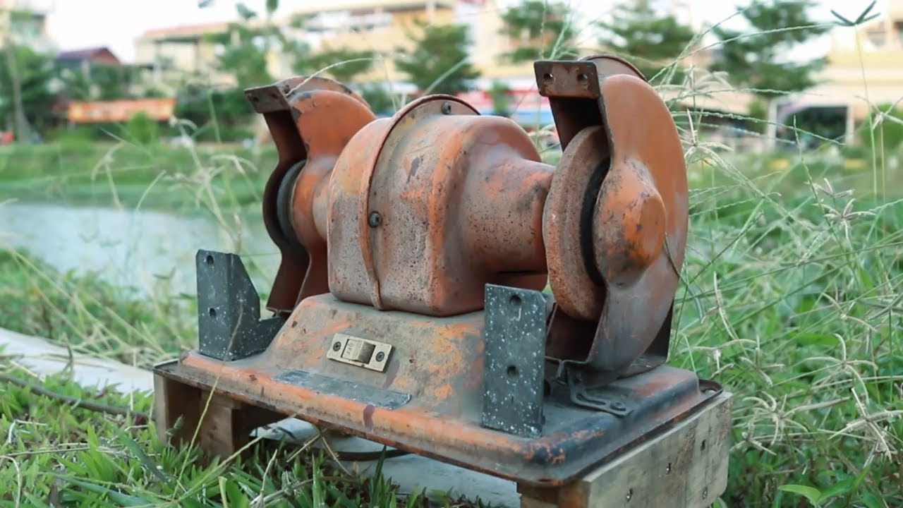 Old Bench Grinder Restoration kotobuki grinder orange !!! - YouTube