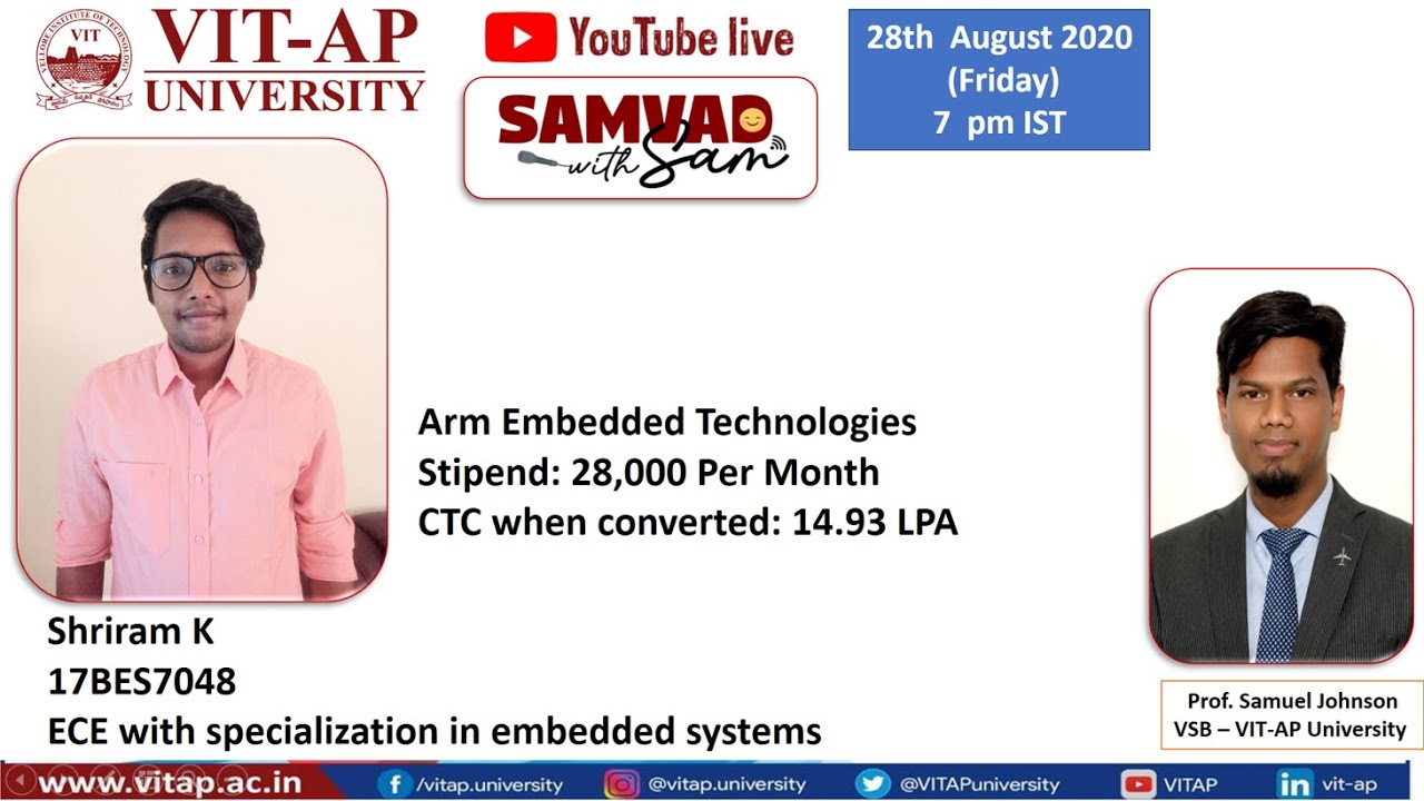 INTERVIEW WITH Mr. SHRIRAM K 17BES7048 SAMVAD WITH SAM SERIES VIT-AP ...