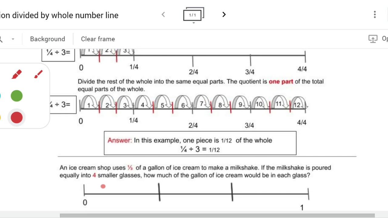 Unit Fraction divided by whole number line - Google Jamboard - YouTube