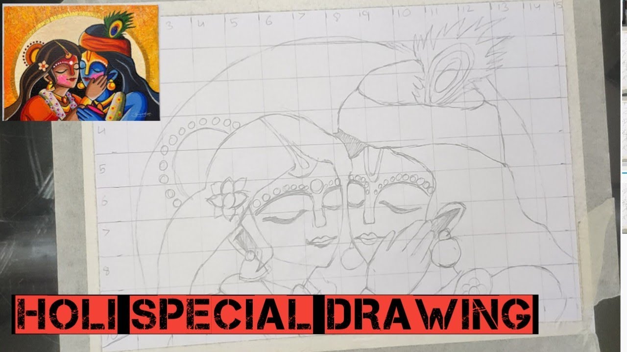 Holi special drawing of rade Krishna l easy and simple l #drawing #art ...