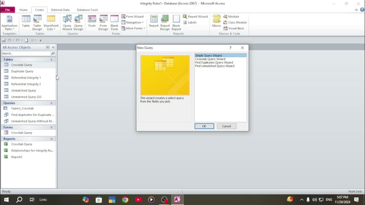 MS Access Me query kya hoti hai simple query , crosstab query, find duplicate query, Unmatched ...