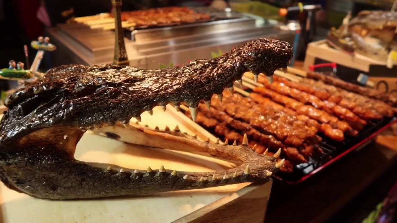 튀긴 악어 / Thai fried crocodile/ шашлык из крокодила - YouTube