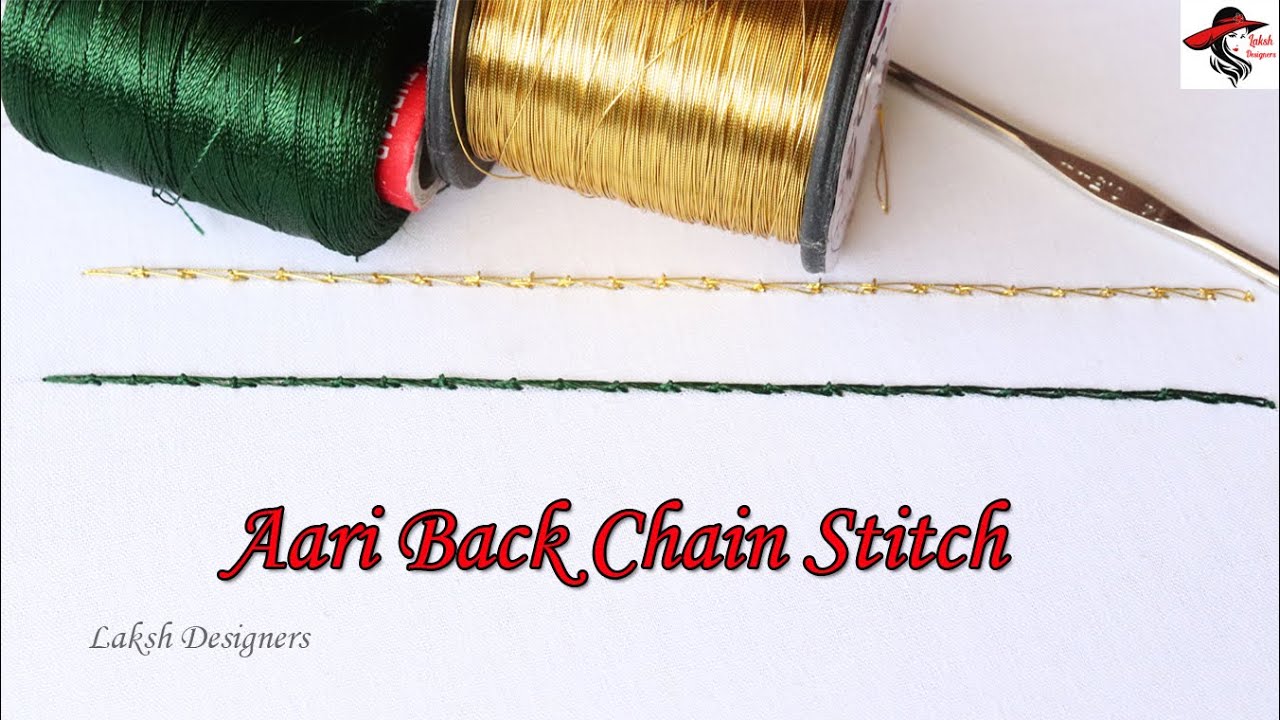 aari back chain stitch for beginners | aari embroidery work basic online free class for ...