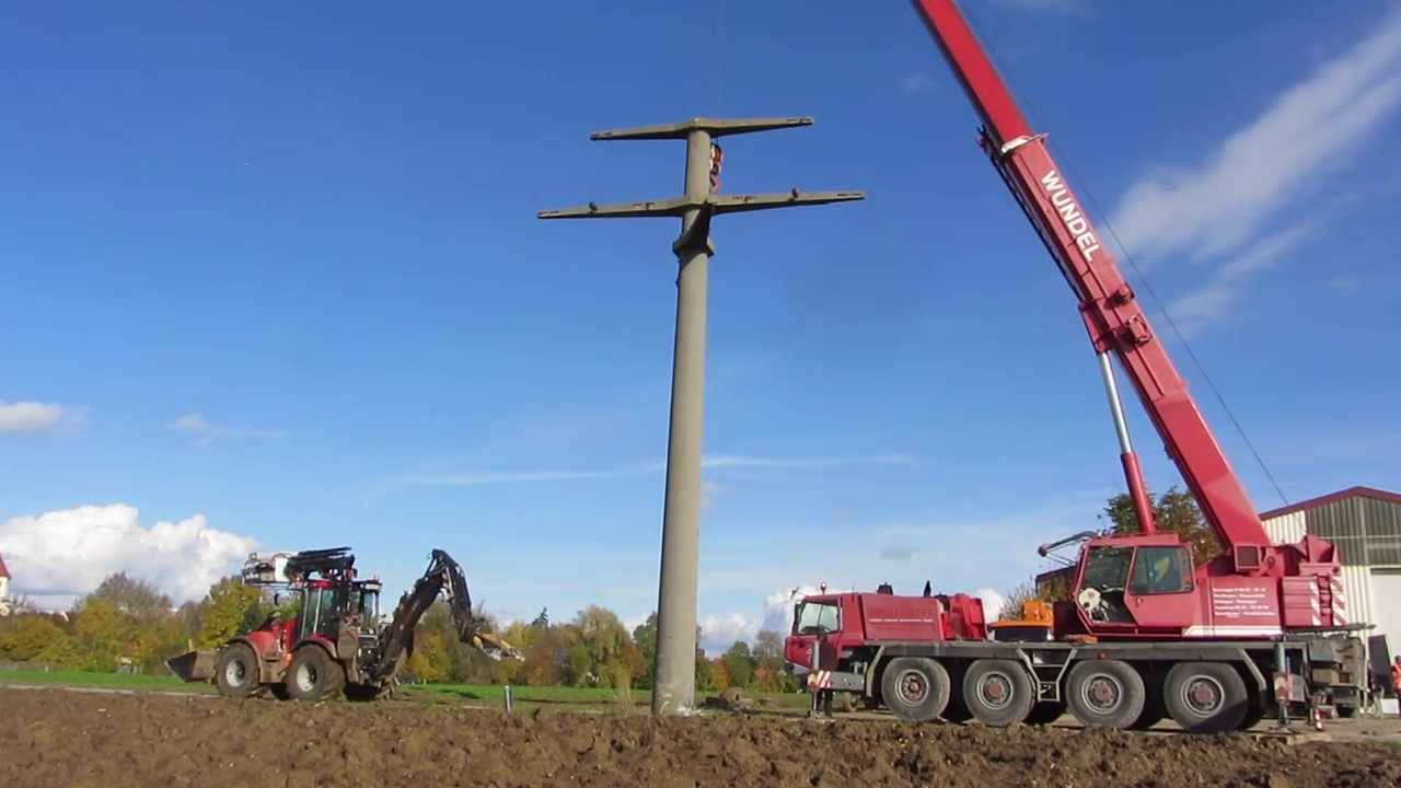 Betonmastenabbruch mit einem HUDDIG 1260C - concrete pole demolition ...