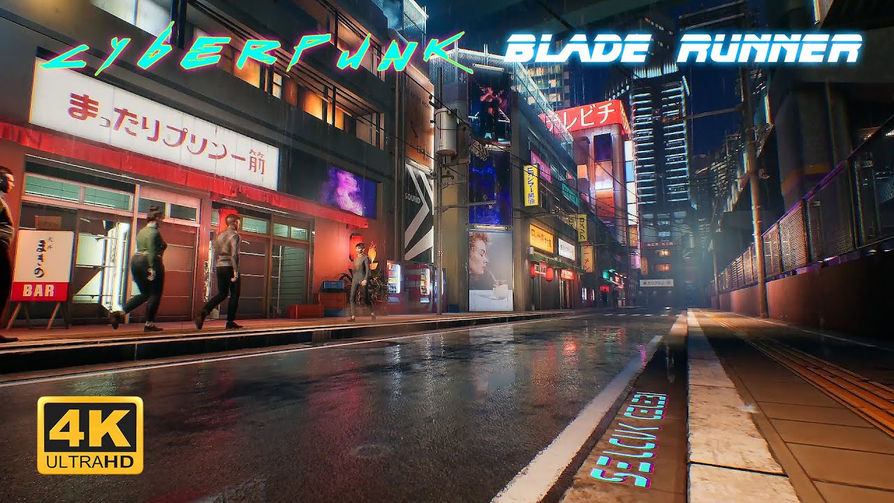 4K UHD Cyberpunk / Blade Runner Themed Futuristic Dystopian City ...