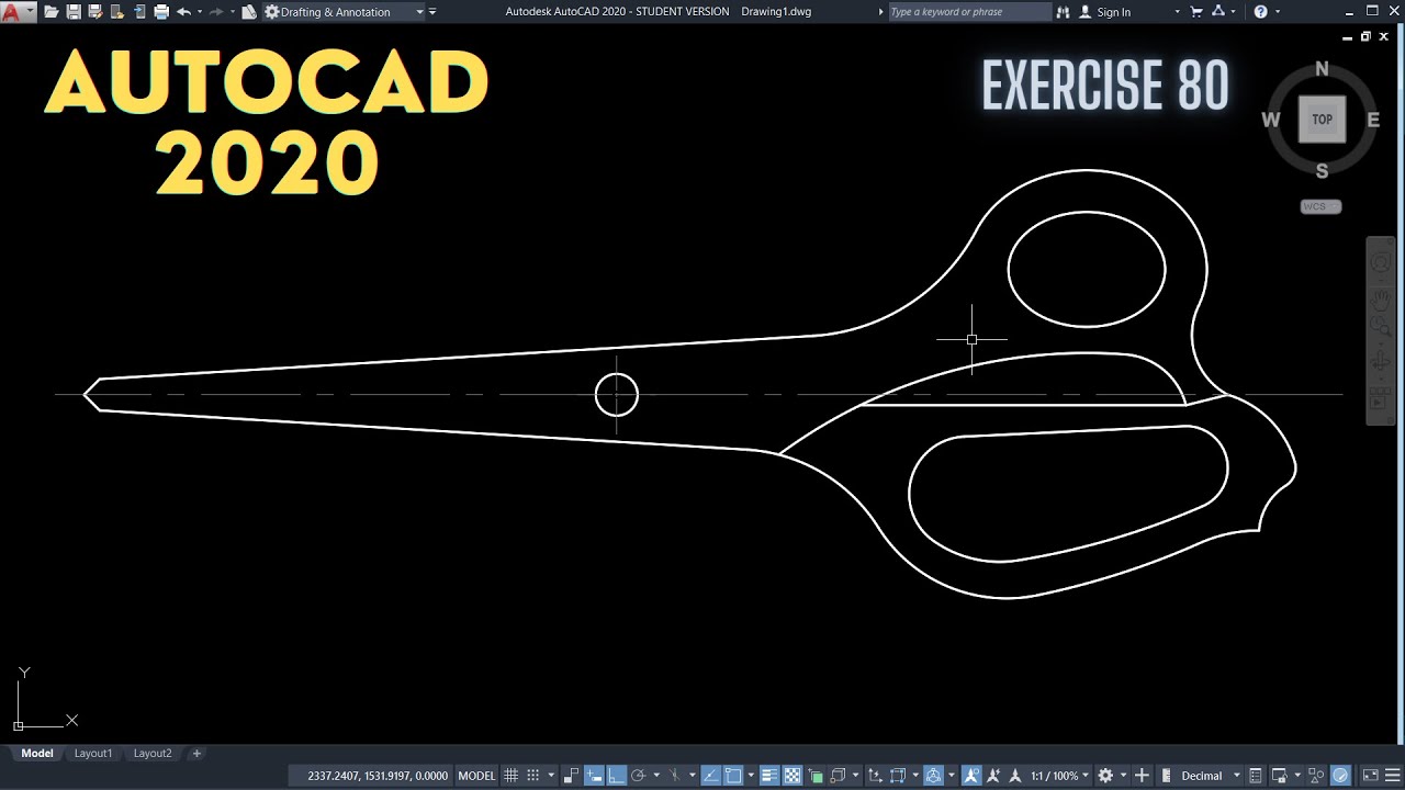Autocad Makas Çizimi | Autocad Scissors Drawing | Autocad Dibujo de ...