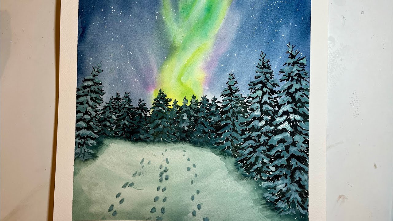 Northern Lights Watercolor Tutorial | Beginner-friendly! - YouTube