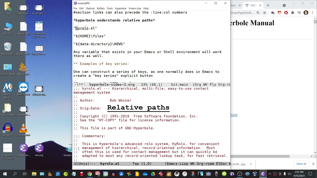 GNU Hyperbole - Introduction to Buttons - YouTube