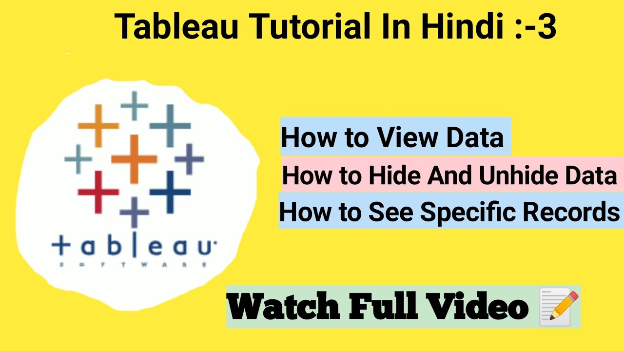 Tableau Tutorial In Hindi | How To View Data In Tableau | Tableau ...