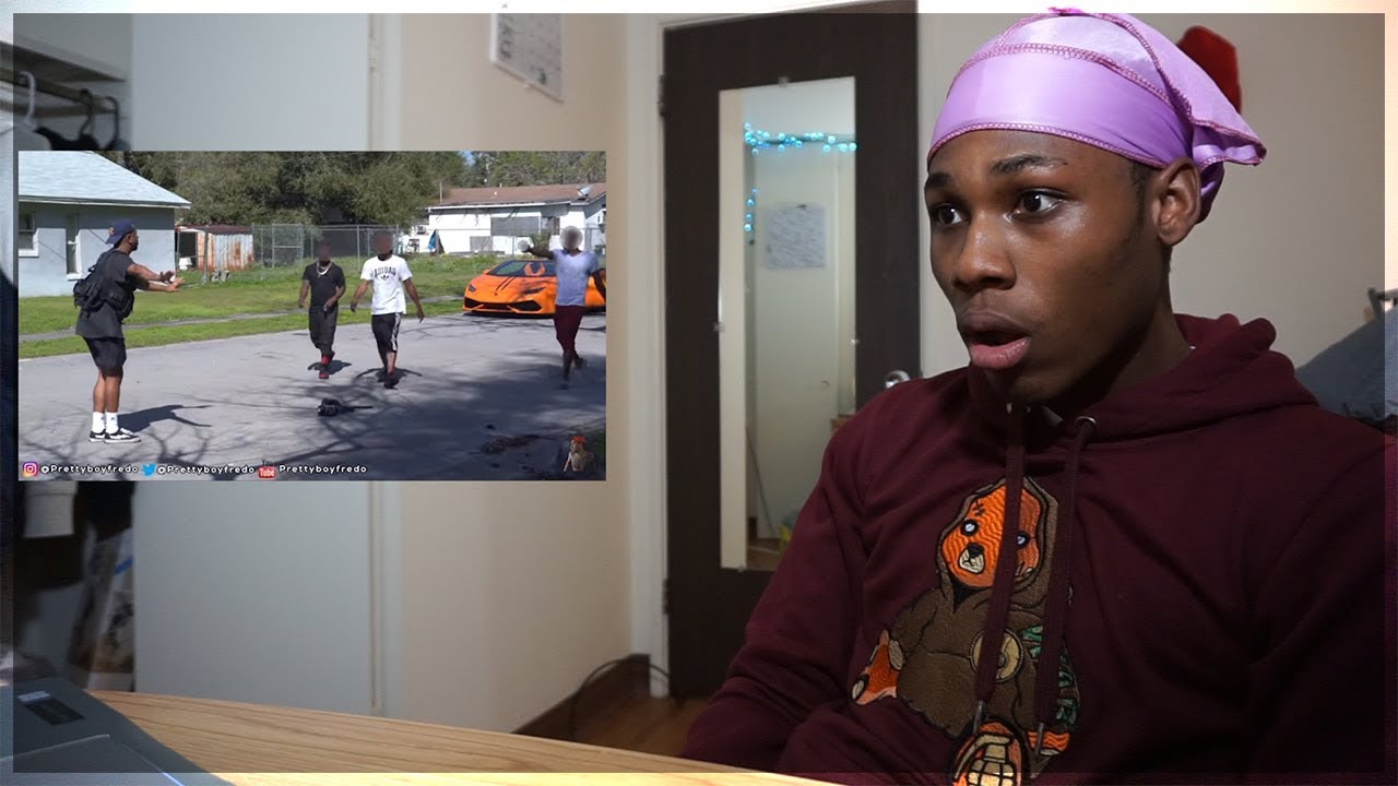 REACTION TO PRETTYBOYFREDO LAMBORGHINI BAIT CAR IN THE HOOD PRANK ...