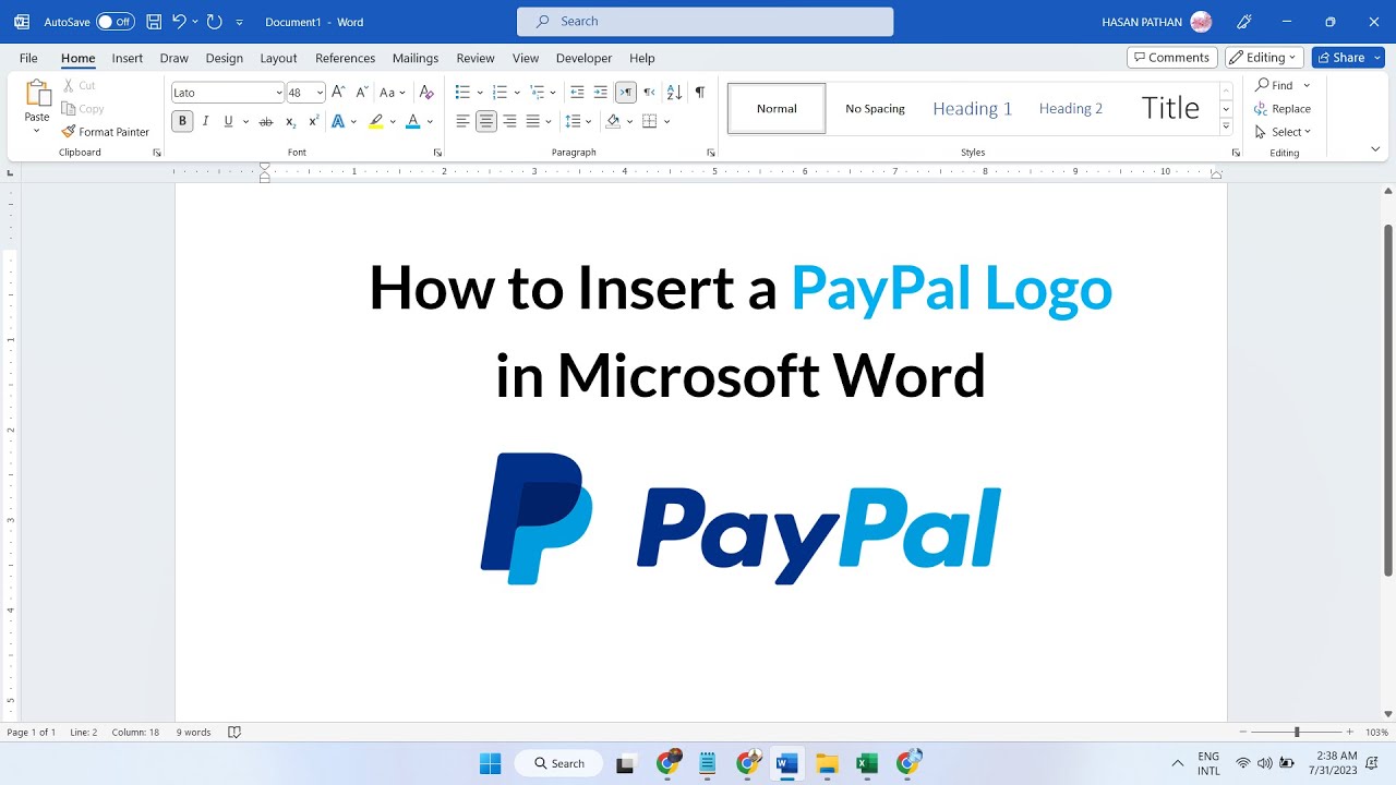 How to Insert a Paypal Logo in Microsoft Word - YouTube