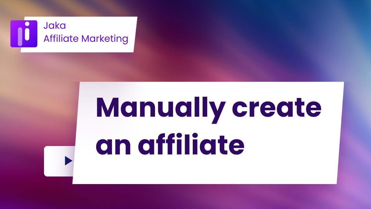 Manually create an affiliate | Jaka Affiliate Marketing | Shopify App Tutorial - YouTube