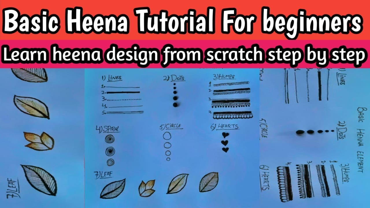 Basic henna mehndi tutorial for beginners/Mehndi tutorial/Basic henna elements - YouTube