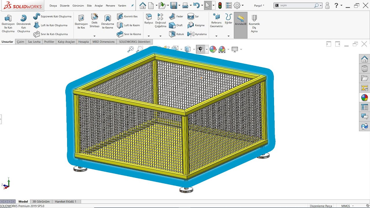 SOLİDWORKS TEL KAFES TASARIMI ( WIRE CAGE) - YouTube