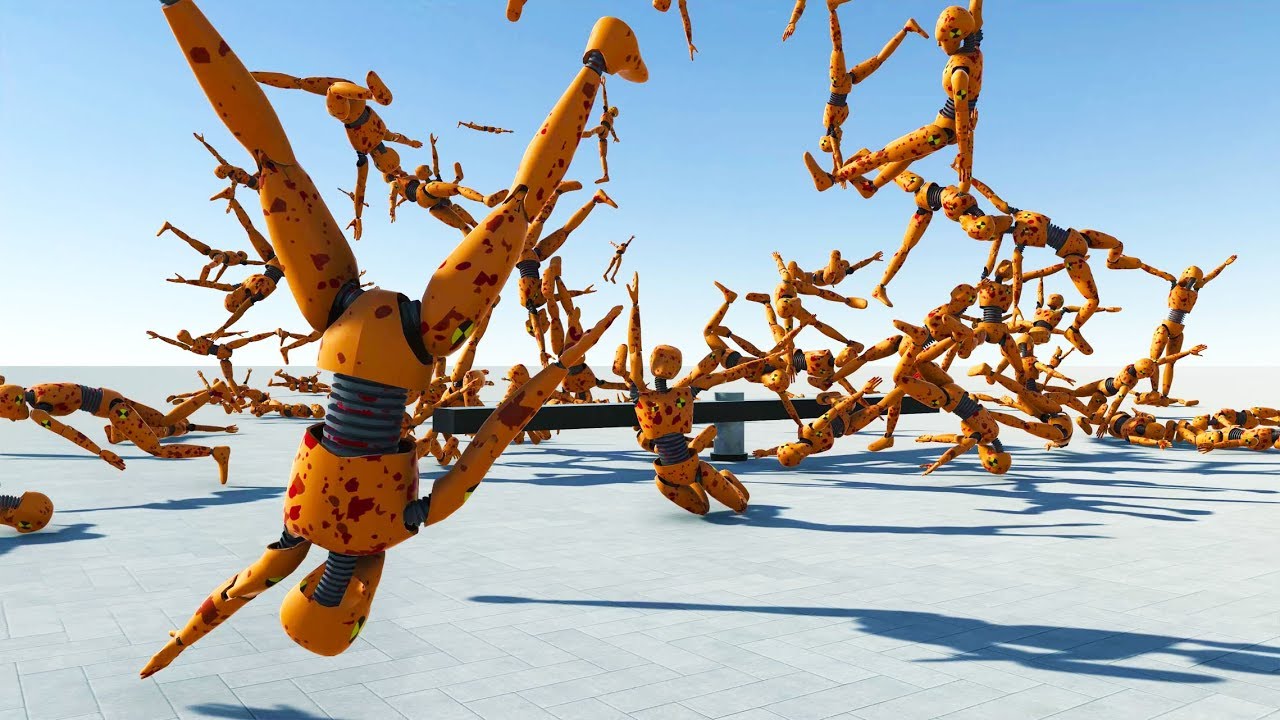 Ragdoll Crash Test Zombies against Horizontal Spinner | Demolition ...