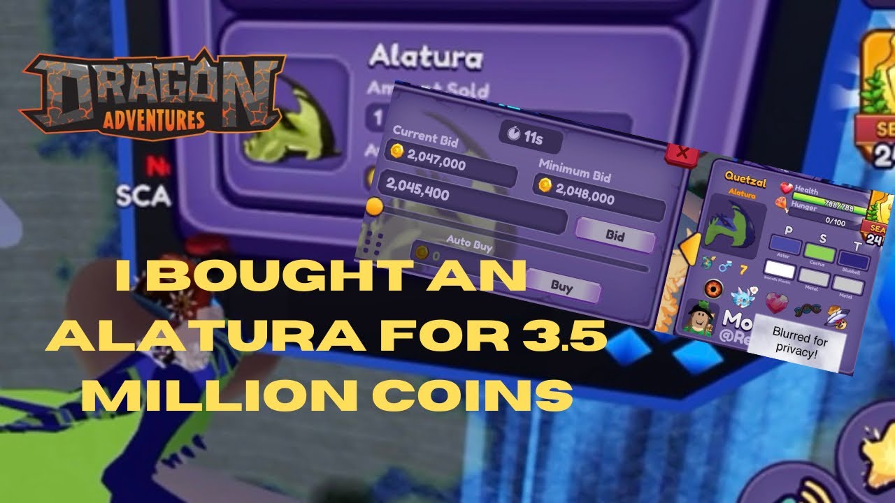I BOUGHT A ALATURA FOR 3.5 MILLION COINS IN DRAGON ADVENTURES⁉️🐲 - YouTube