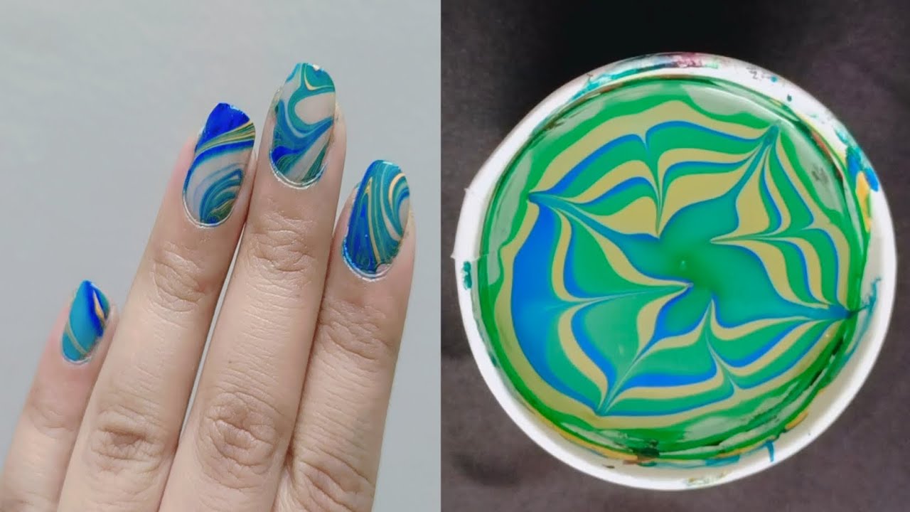 perfect water marble nail art trick / water marble nail polish /easy ...