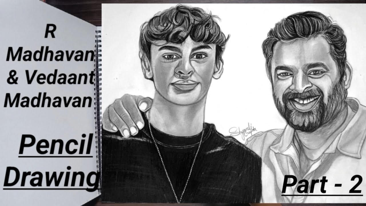 Pencil Sketch - R Madhavan and Vedaant Madhavan / Realistic drawing ...