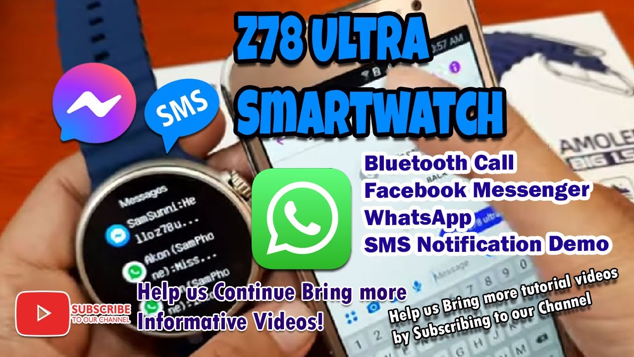 Z78 Ultra Smartwatch - Bluetooth Call, SMS, WhatsApp, Messenger ...