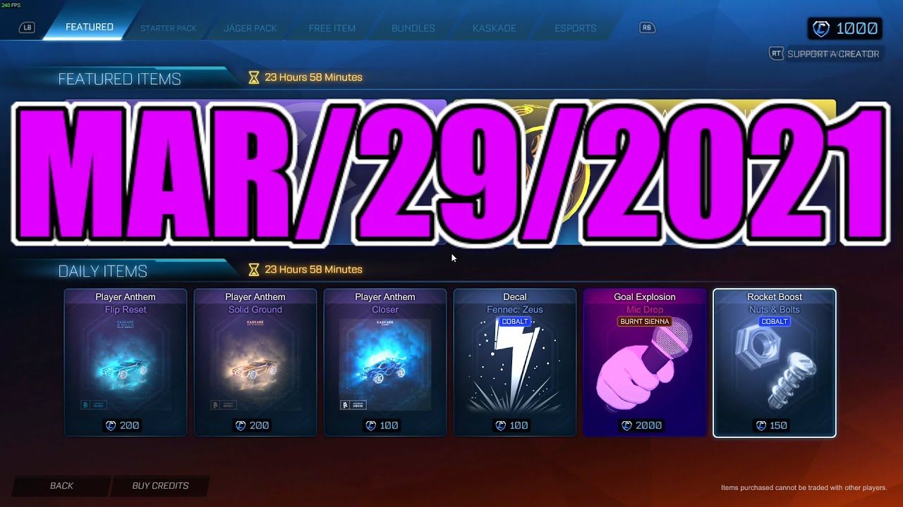 ROCKET LEAGUE ITEM SHOP | MARCH-29-2021 | RL Item Shop Today - YouTube