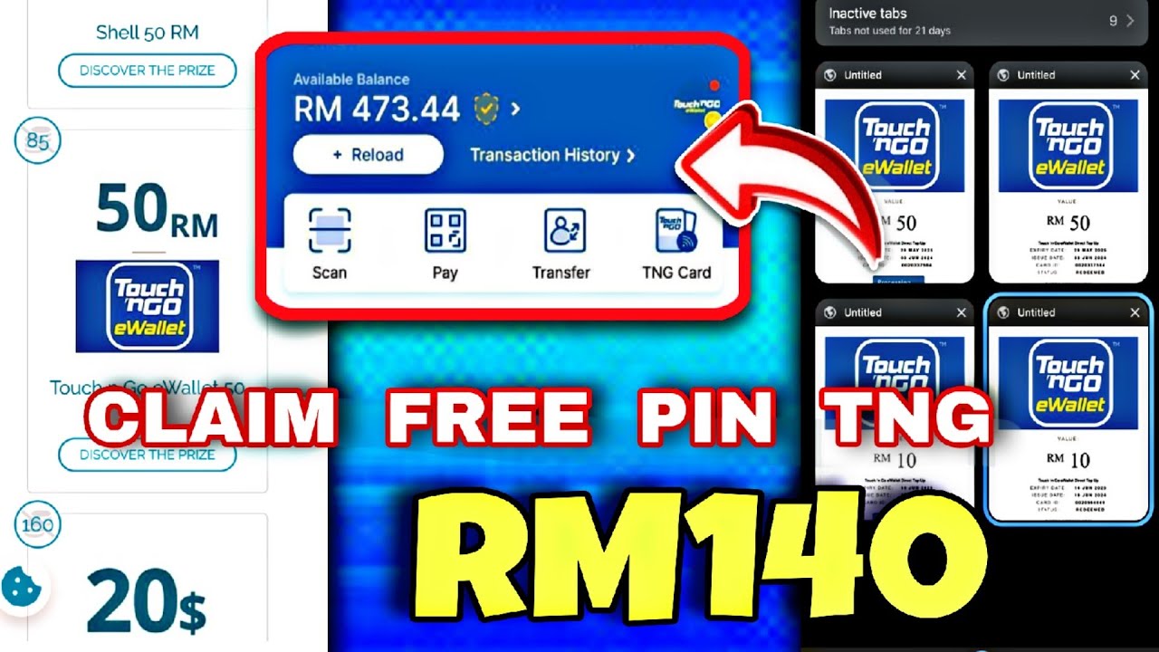 TNG FREE PIN !! Claim RM140 reload pin dari touch n go 2025 - YouTube