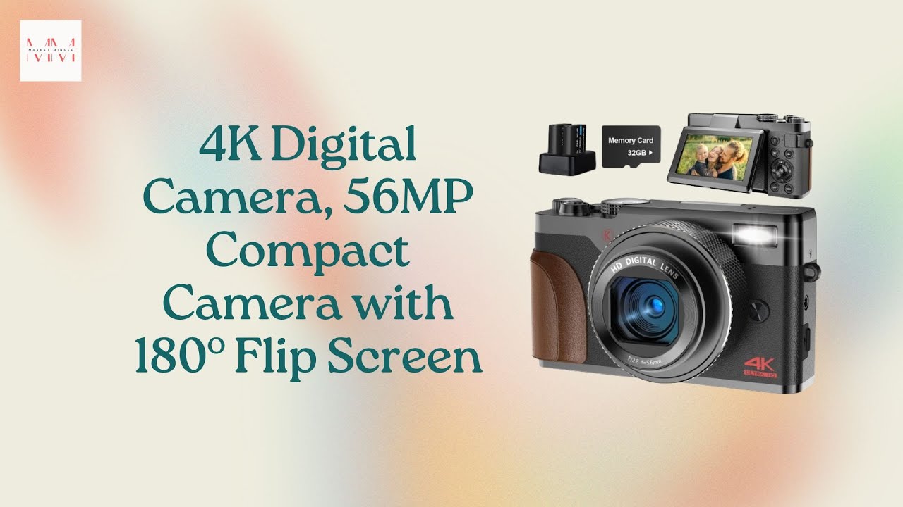 4K Digital Camera, 56MP Compact Camera with 180° Flip Screen - Market ...