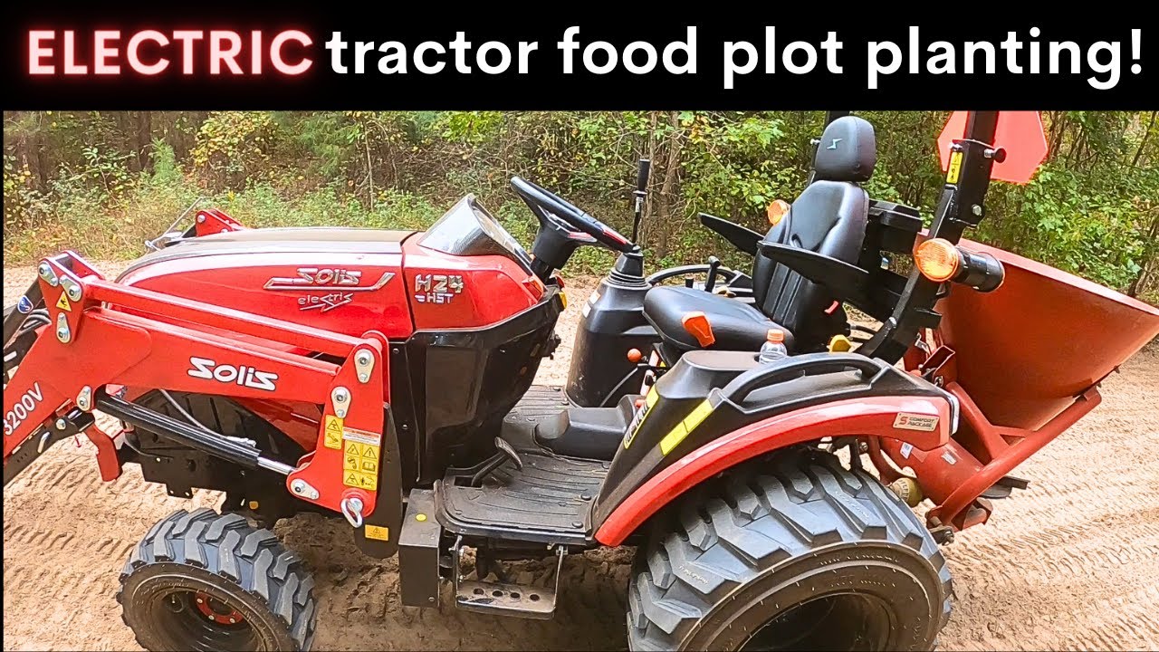 ELECTRIC tractor planting a fall food plot! Solis SV24 compact tractor ...