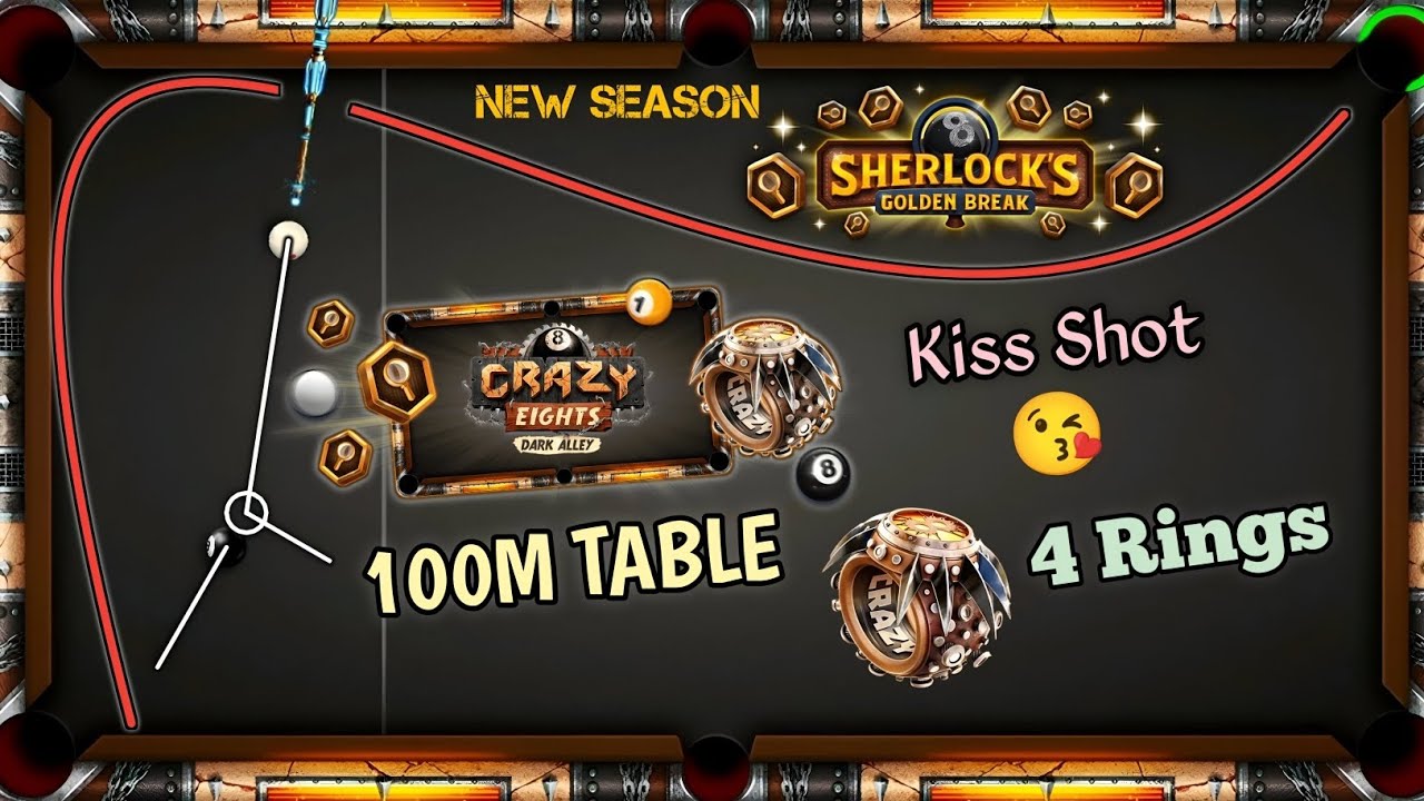 Sherlock's Golden Break New Season 8 Ball Pool 😍😍😍 Crazy Eight Dark ...