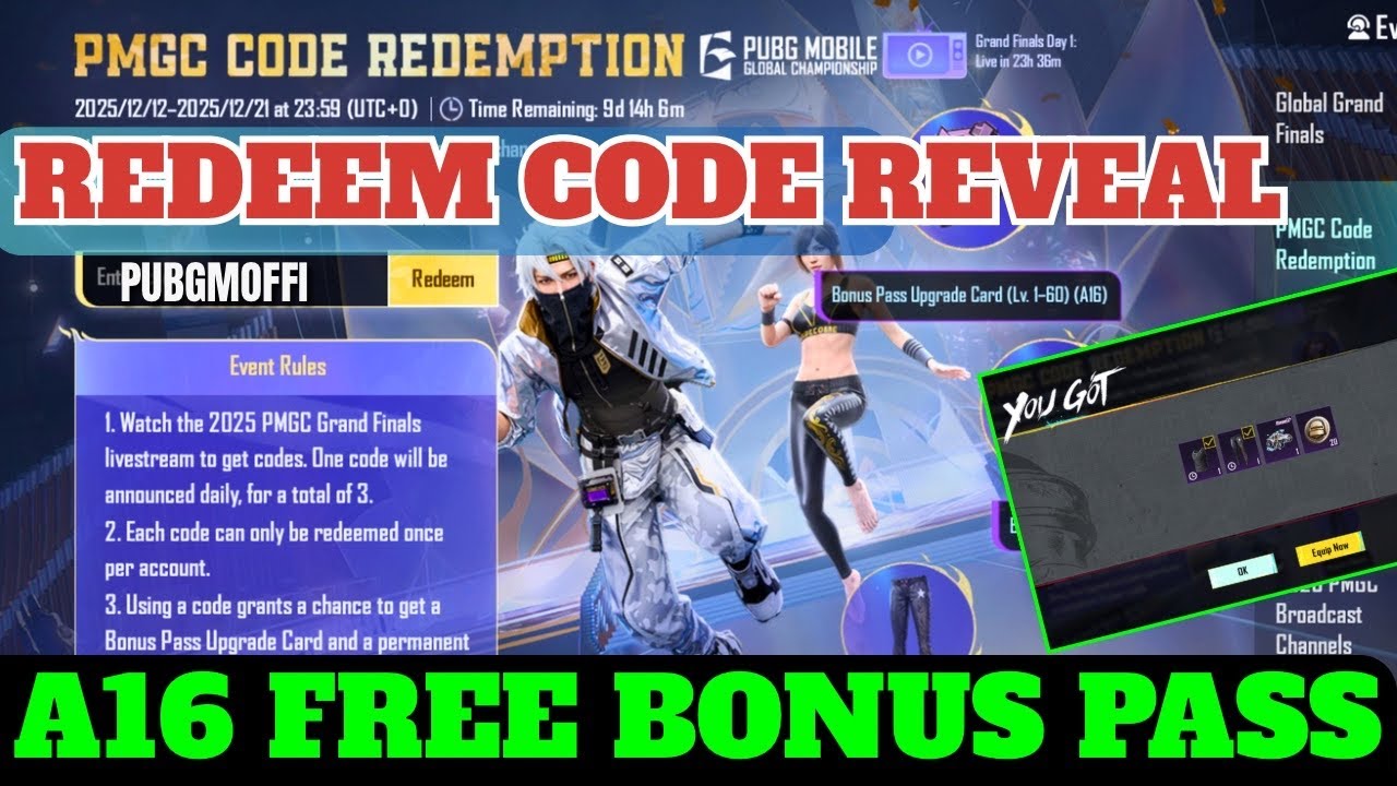 PMGC CODE REDEMPTION | PUBG MOBILE BANGKOK - YouTube