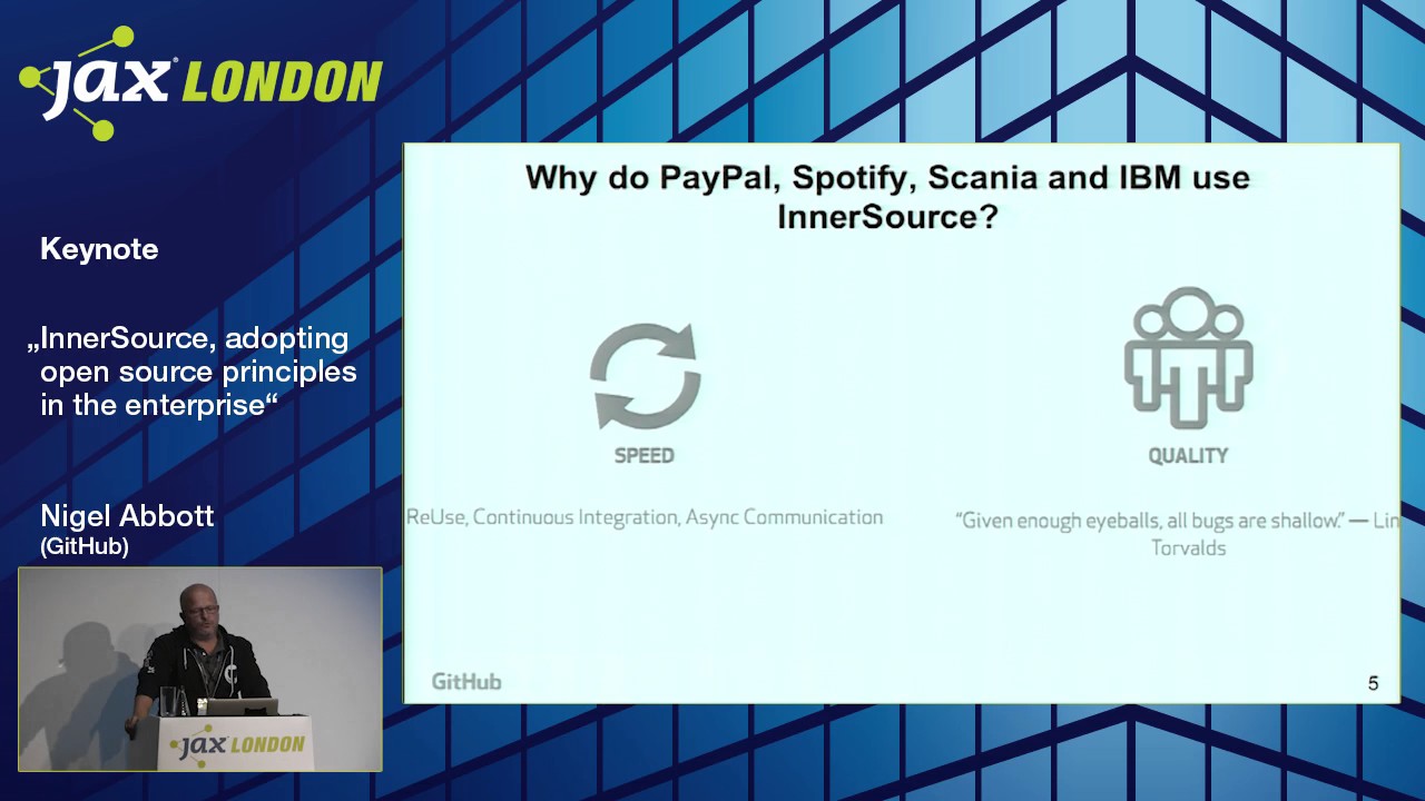 JAX London 2016 Keynote: Nigel Abbott - InnerSource, Adopting Open Source Principles - YouTube