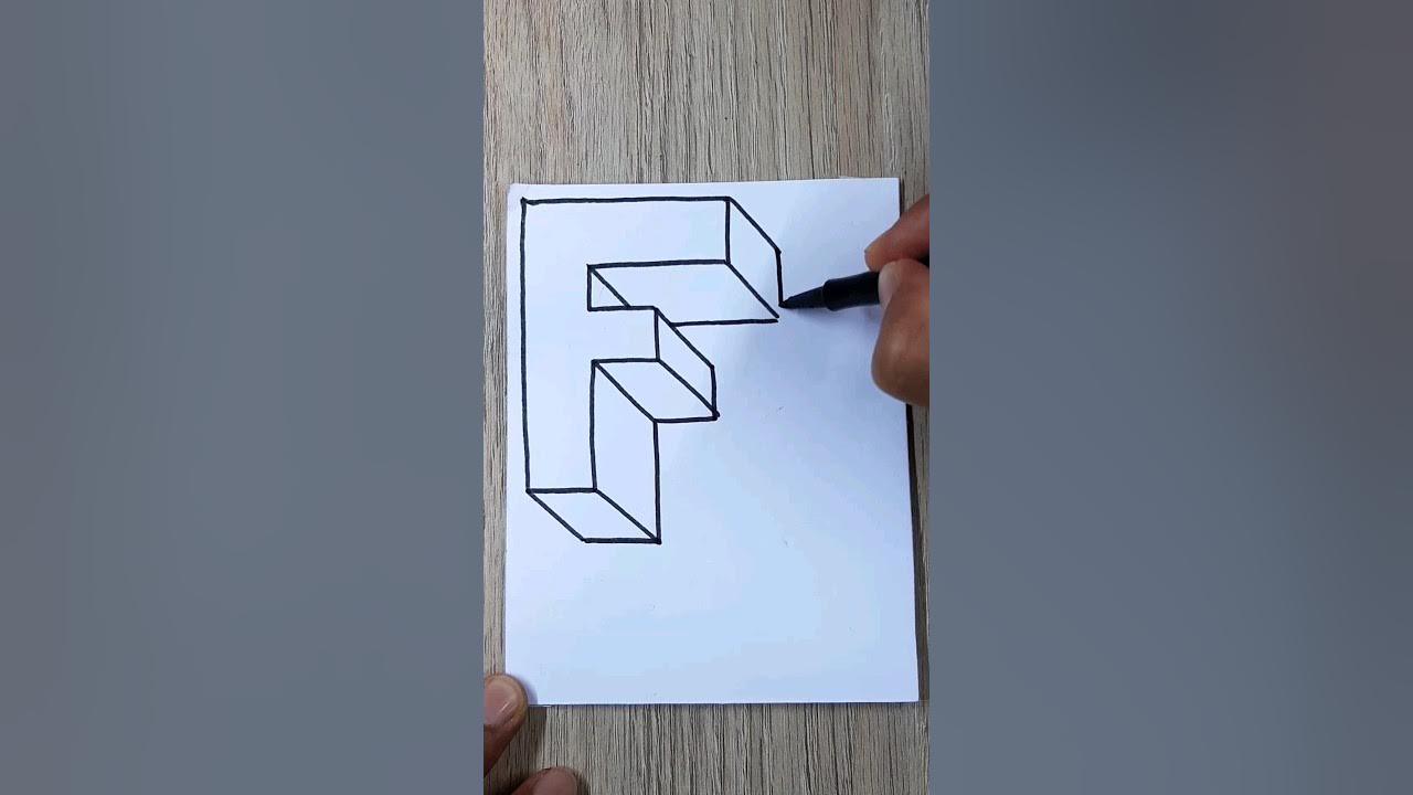 👉 Dibujos 3D 🔥 Como Dibujar La LETRA F en 3D Fácil #shorts #short - YouTube