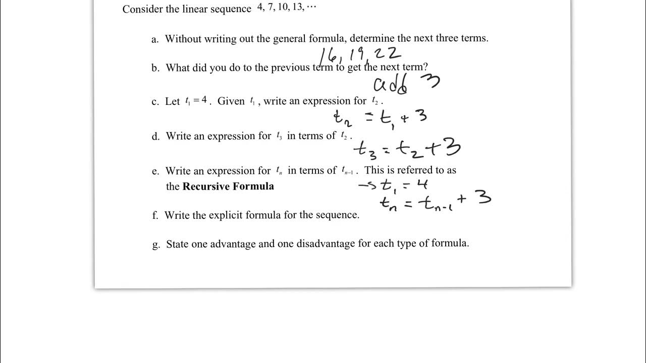 Precalculus Class 5 Recursive Sequences Ex 1-3 - YouTube
