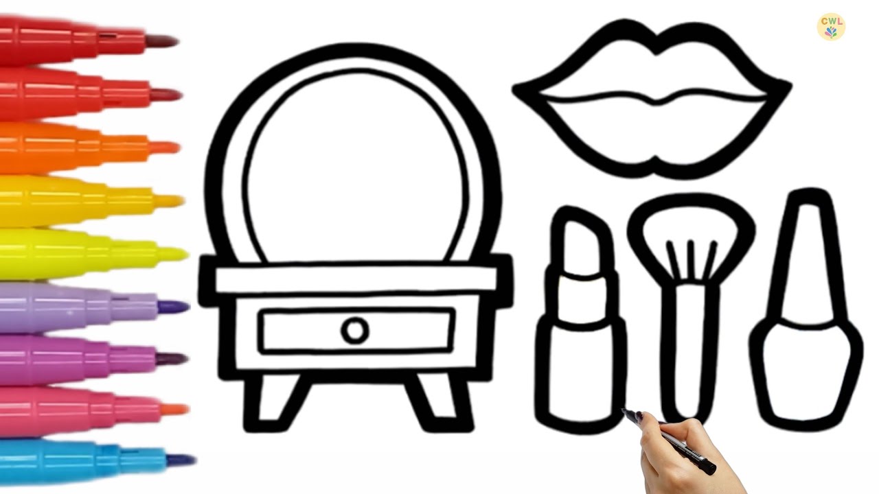 Coloring Cosmetics & Makeup Table Coloring Pages,For Kids and Toddlers ...