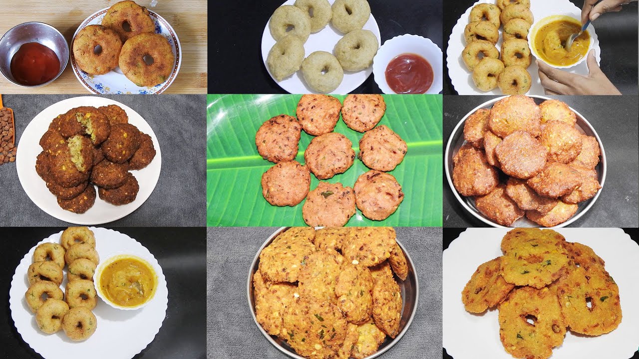 8 vada recipes | medu vada recipe | sambar vada | parippu vada | masala ...