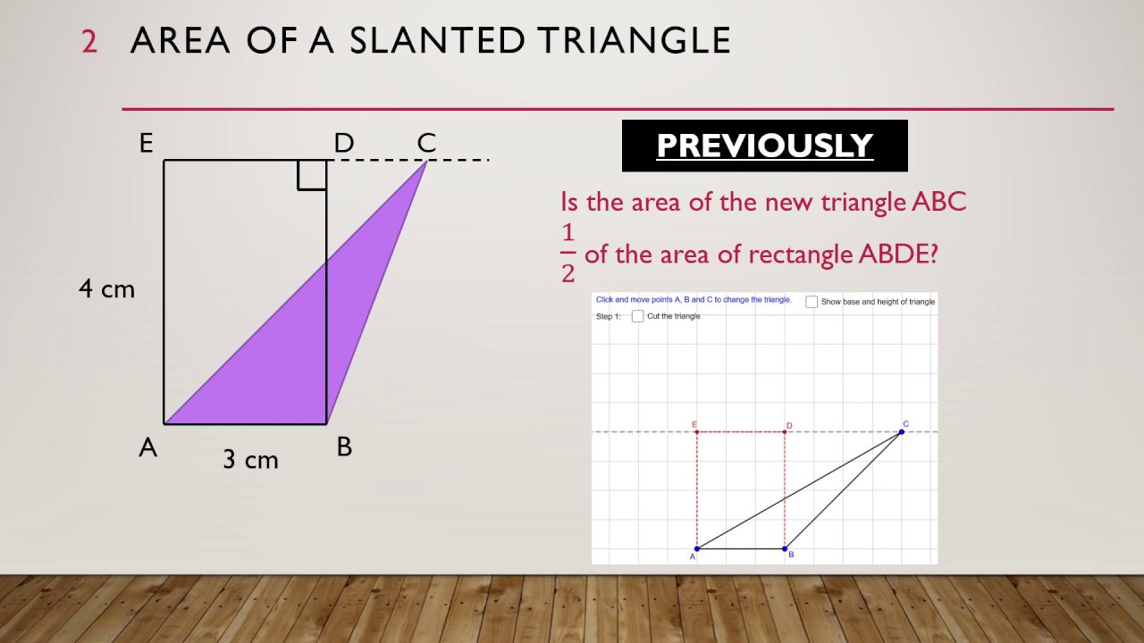 Area of slanted triangle || Area of a Triangle 2020 Part 5 - YouTube