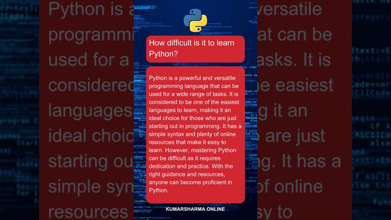 How Difficult Is It To Learn Python YouTube How Difficult Is It To Learn Python YouTube