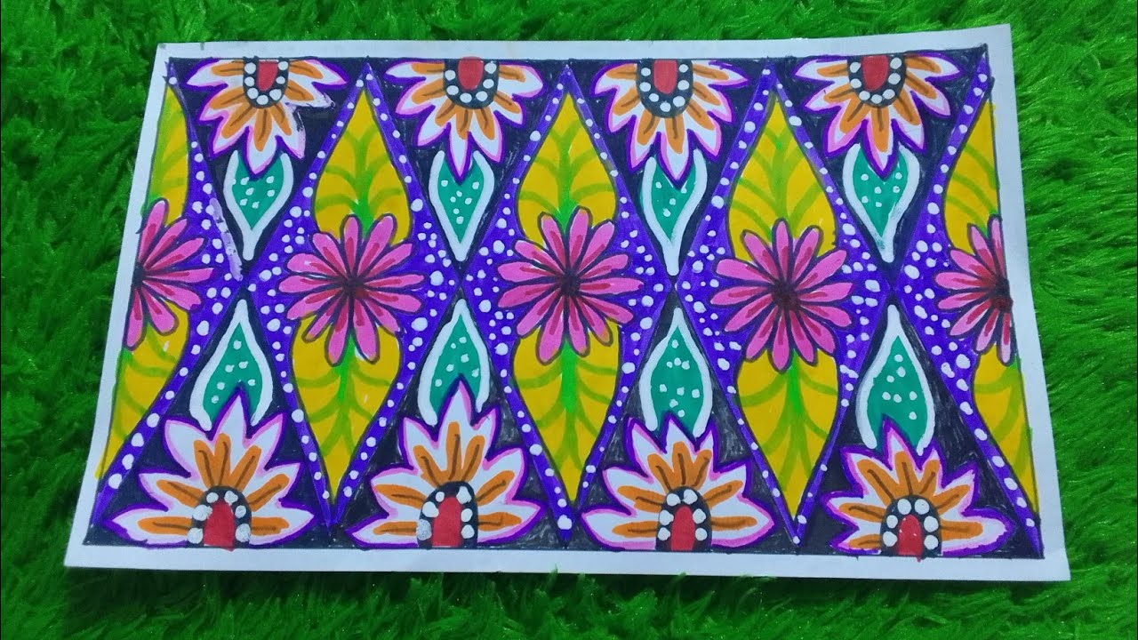 Batik betawi yang mudah digambar, motif bunga dengan pola batik tumpal ...